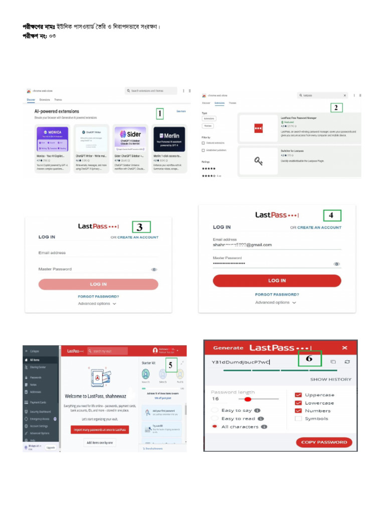 ICT Lab-3 Creating Unique Password - Pictures | PDF