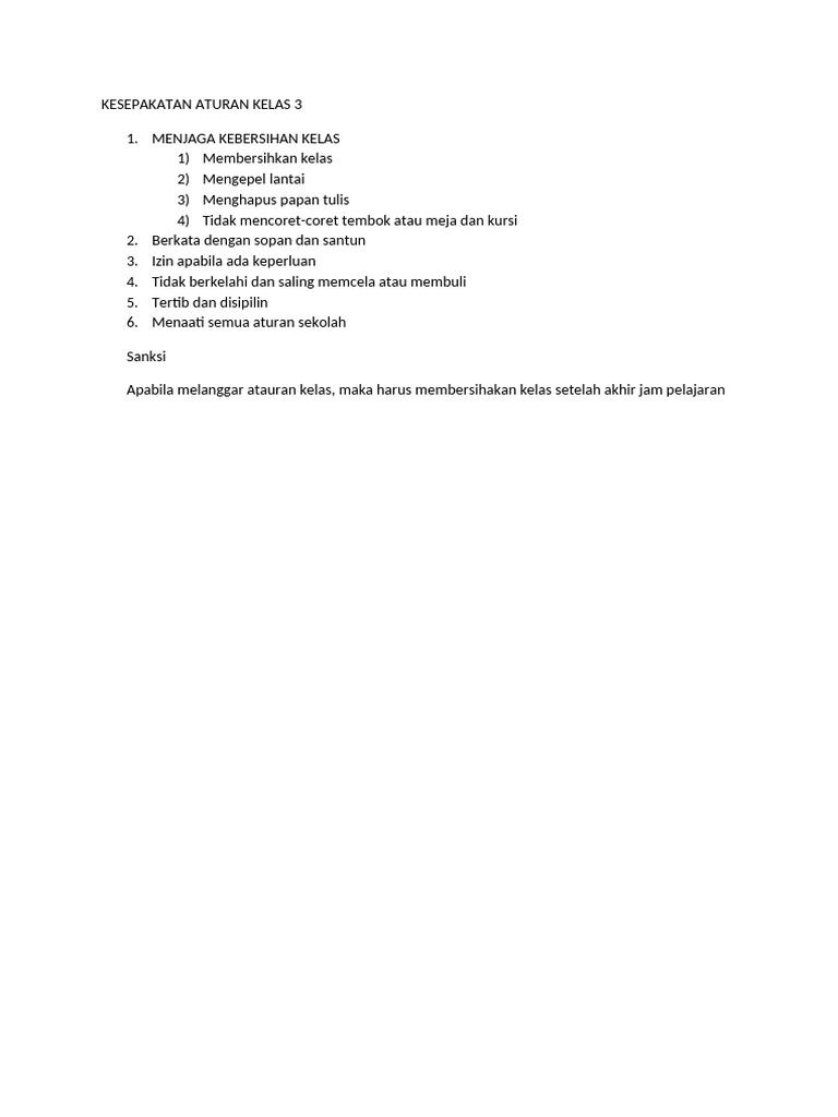 Kesepakatan Aturan Kelas 3 | PDF
