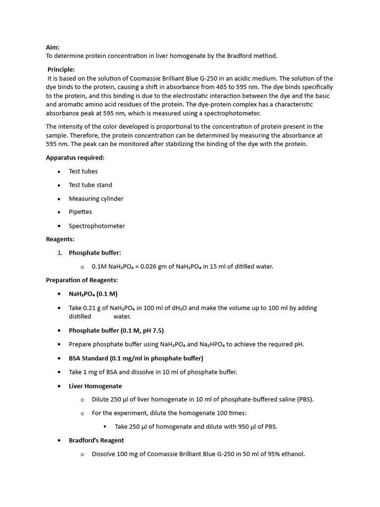 Bardfords Method Protein Estimation | PDF