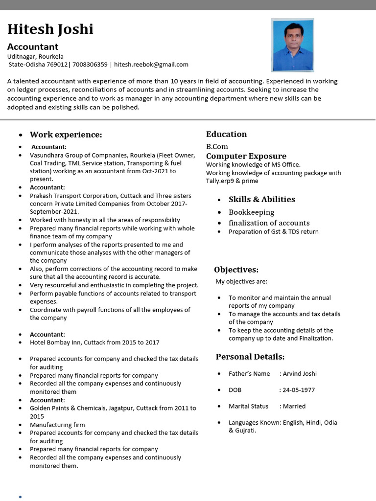 Resume of H Joshi | PDF