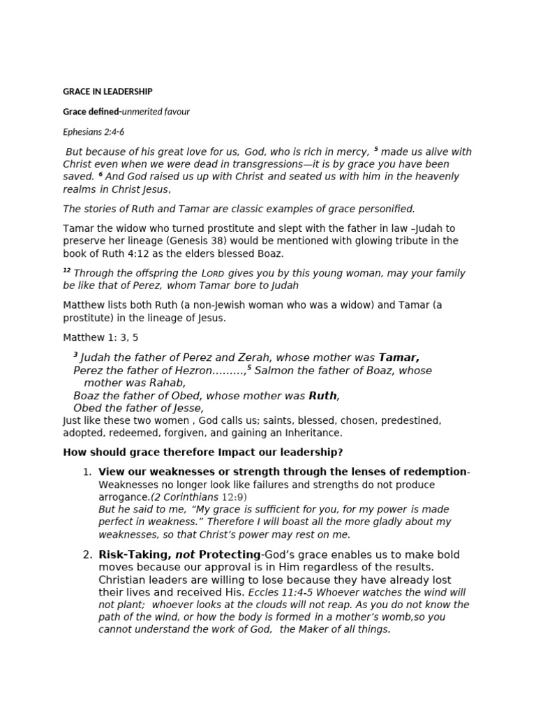 Grace in Leadership | PDF
