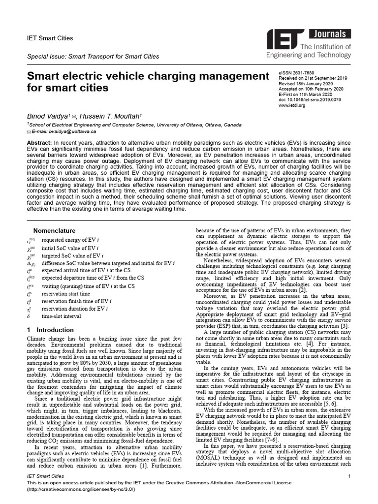 Smart Electric Vehicle Charging Management For Sma | PDF