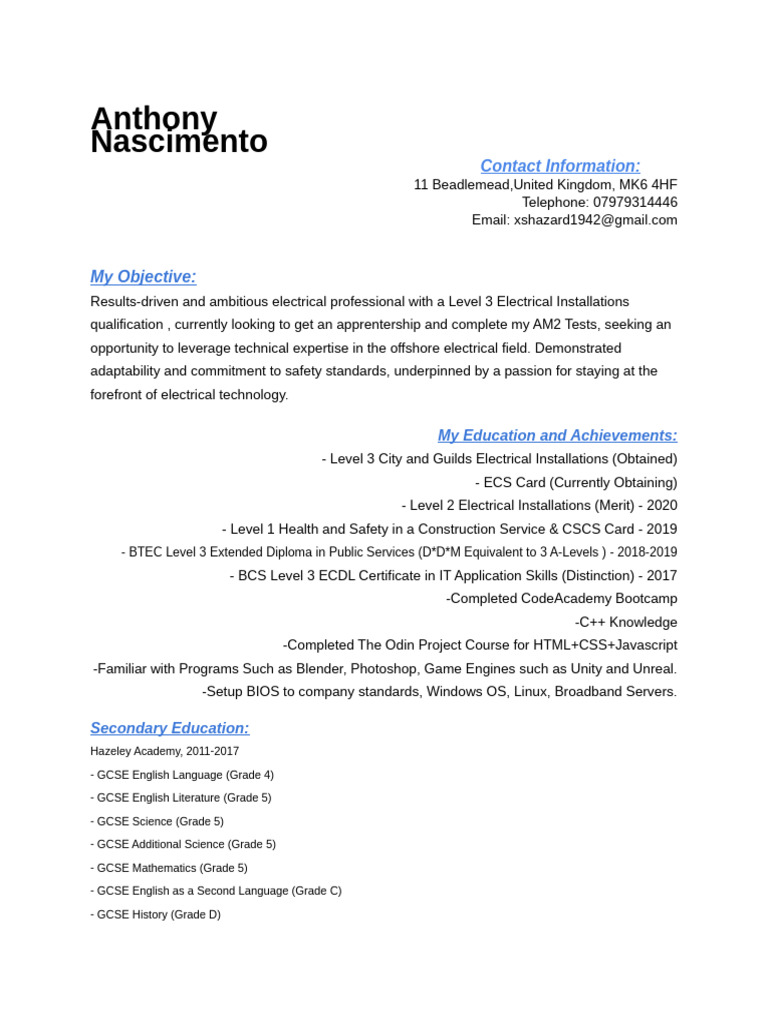 Anthony Nascimento CV 2024.5 | PDF