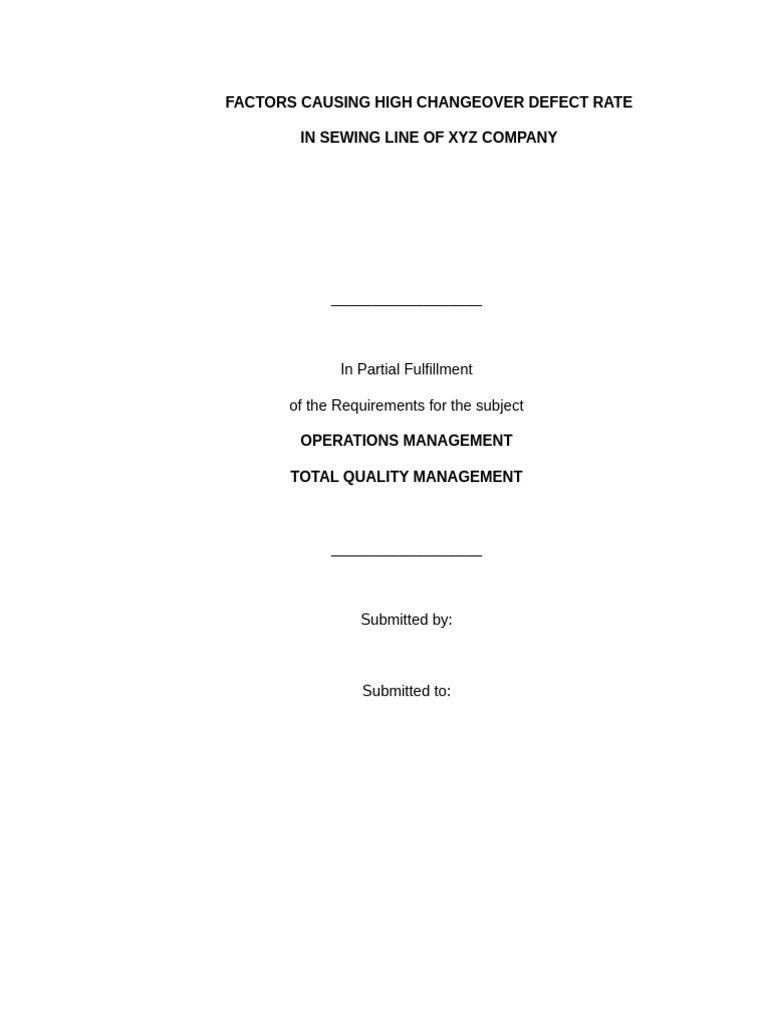 Sample TQM Plan | PDF