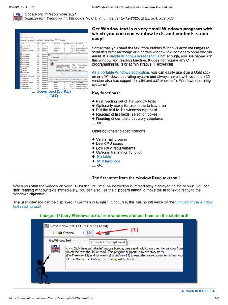 GetWindowText 4.99 A Tool To Read The Window Title and Text | PDF