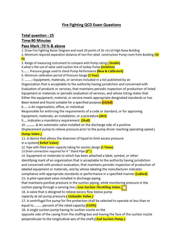 QCD Firefighting Exam Question Dt27!05!2015 | PDF