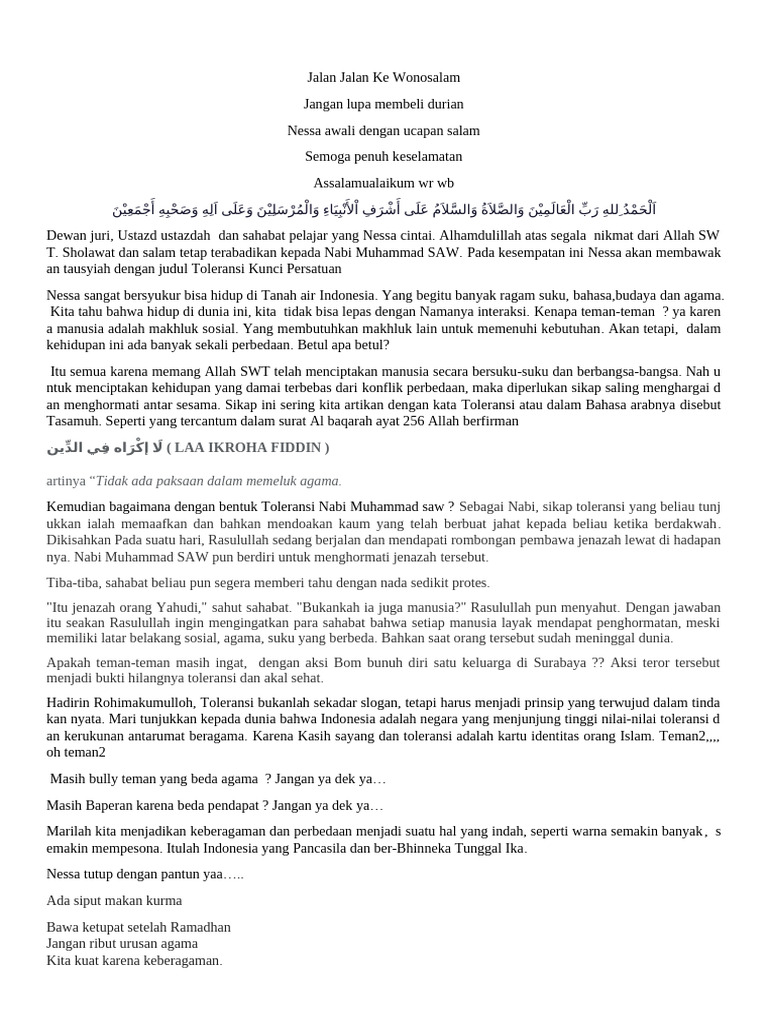 Dacil Toleransi Kunci Persatuan | PDF
