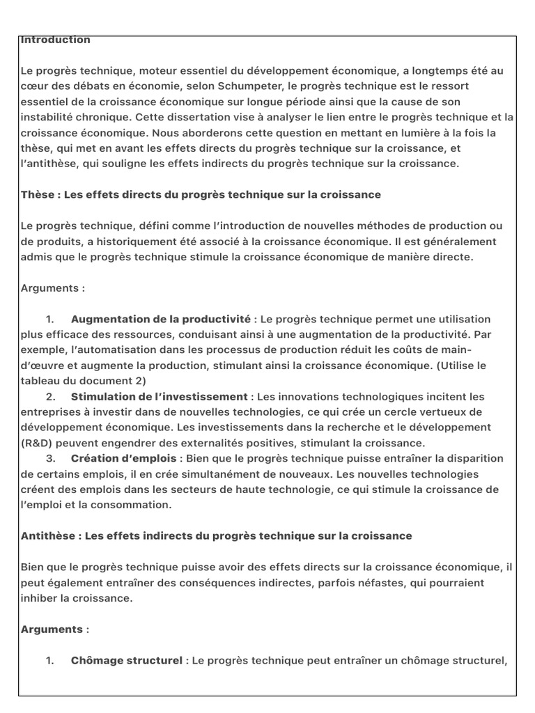 Progrès Technique Et Croissance | PDF