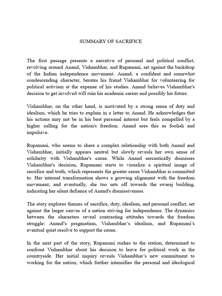 Summary of Sacrifice | PDF
