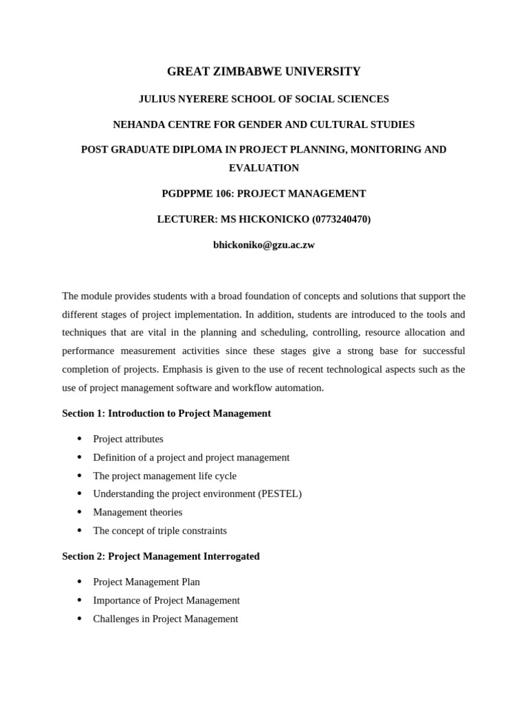 Pdpme 106 Course Outline | PDF | Project Management | Computing