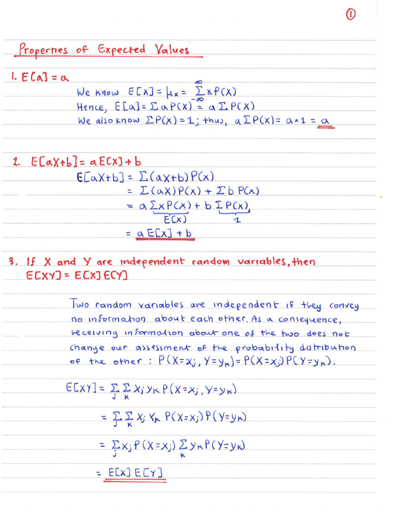 Properties of Expected Values and Moments | PDF