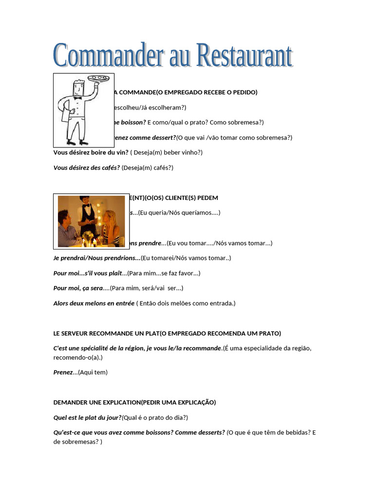 Commander Au Restaurant Fiche Pedagogique - 88083 | PDF