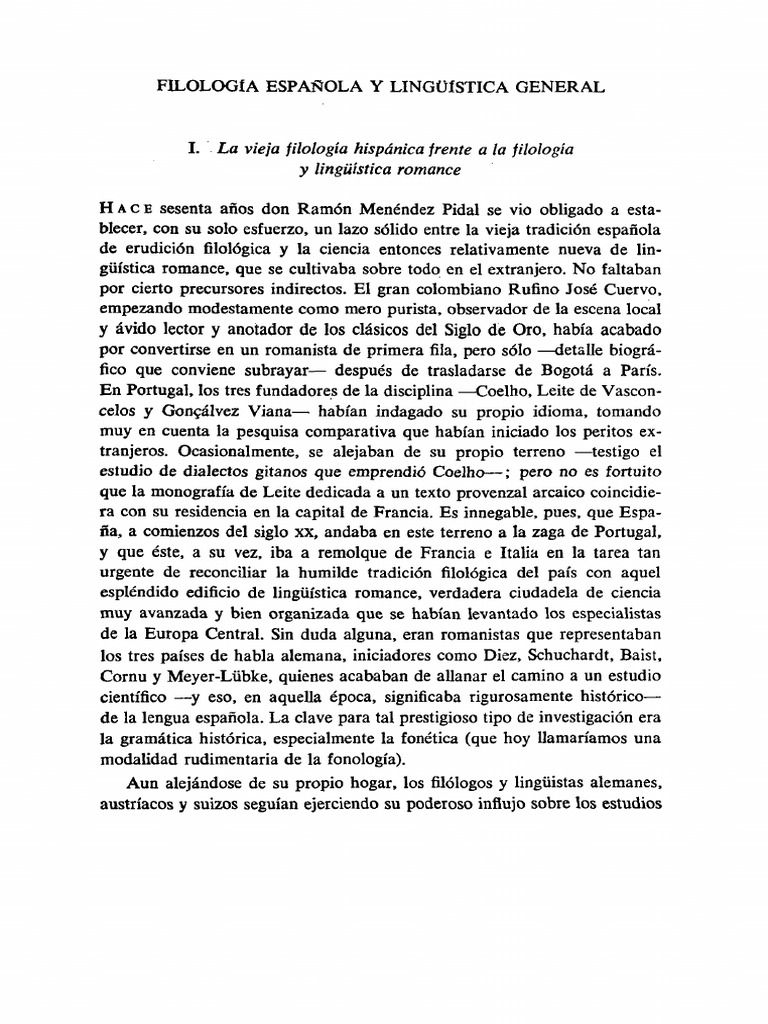 La Filologia Espanola y La Linguistica General | PDF