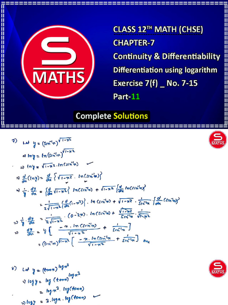 Class 12 Math: Continuity & Differentiability Solutions | PDF