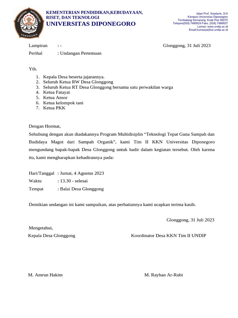 Surat Undangan Program Multidisiplin | PDF