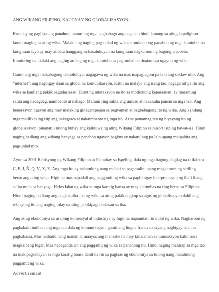 Ang Wikang Filipino Current Trends | PDF