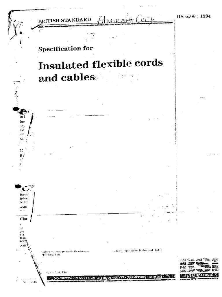 BS 6500 1994 Insulated Flexible Cords and Cables | PDF