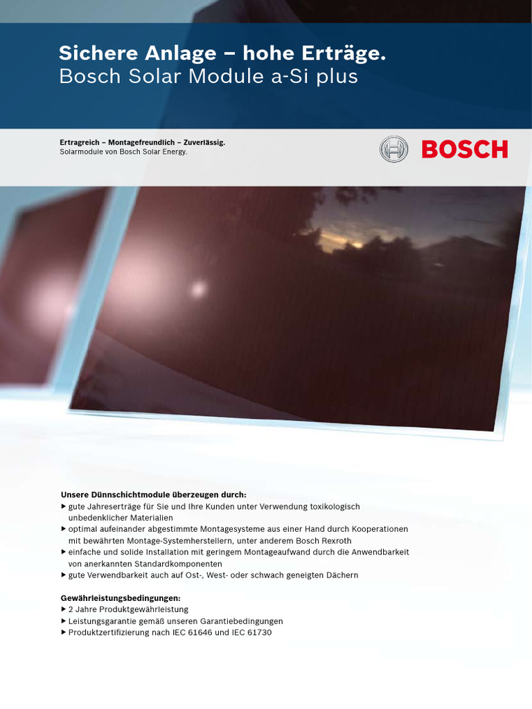 Bosch Solar Module A Si Plus Deutsch | PDF
