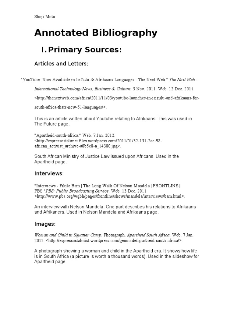 Annotated Bibliography | PDF | Apartheid | World Wide Web