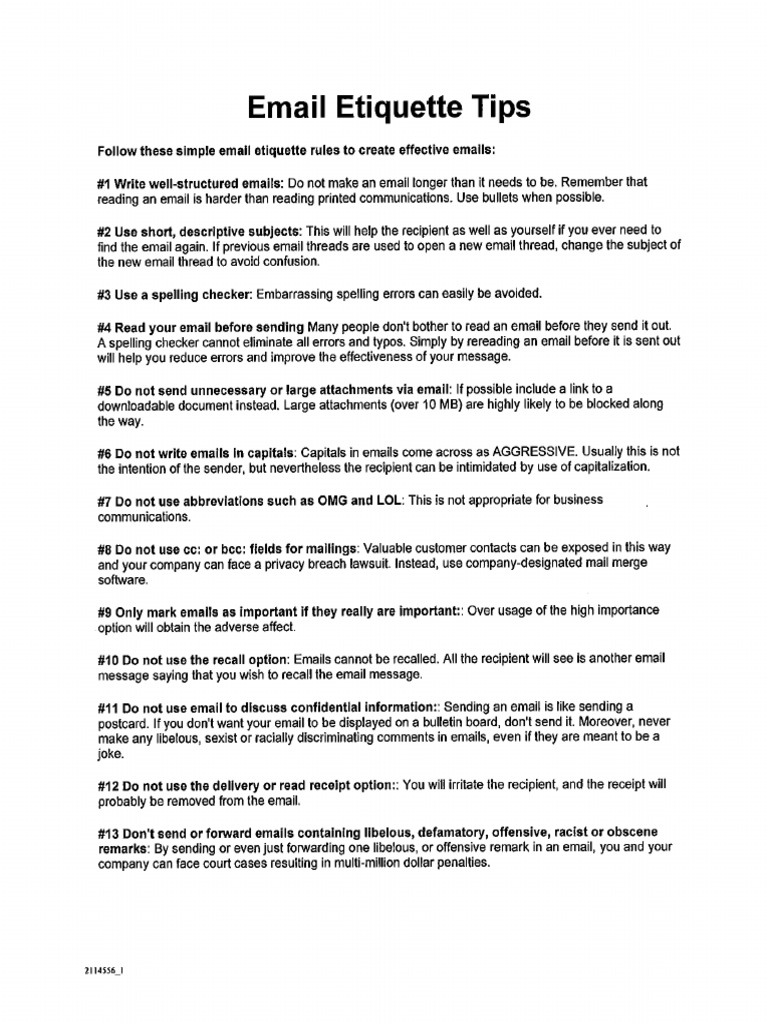 Email Etiquette Tips | PDF