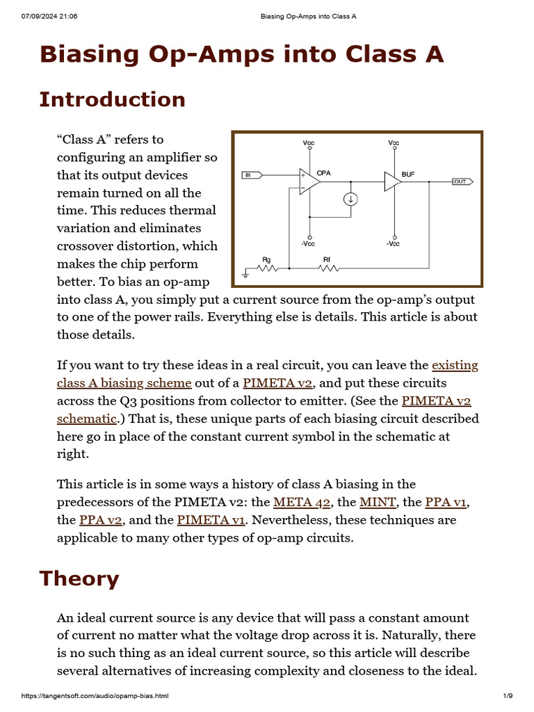 Biasing Op-Amps Into Class A | PDF