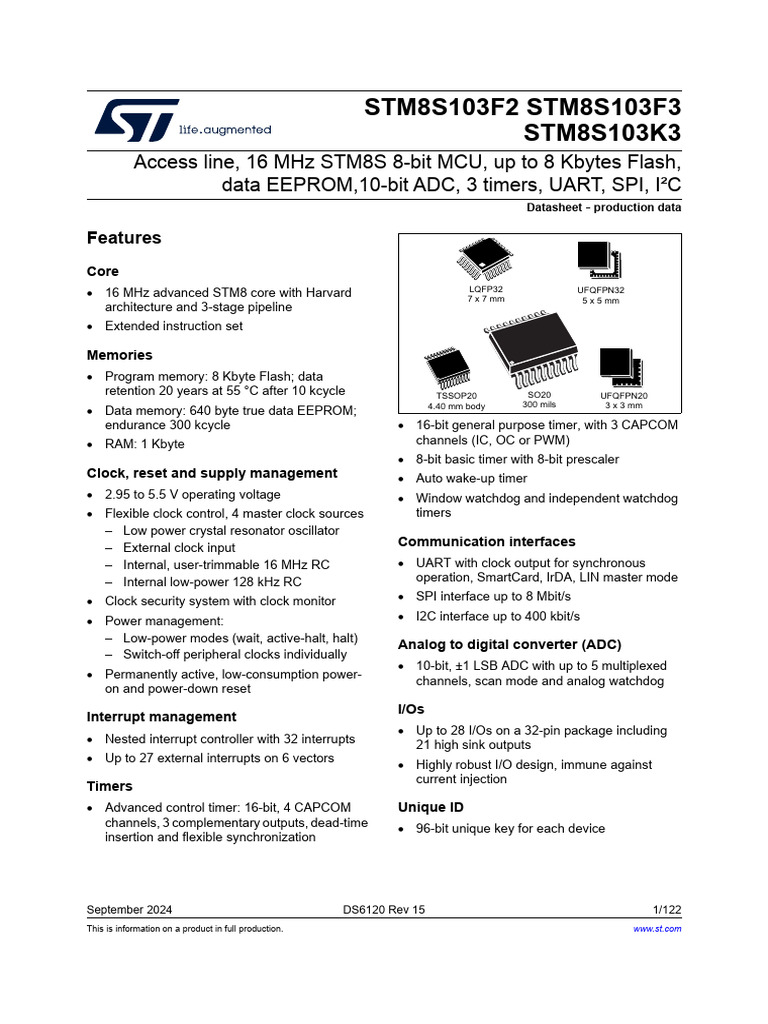 STM8S103F2 STM8S103F3 STM8S103K3 | PDF