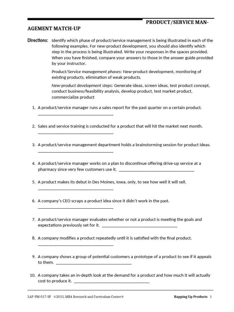 Marketing Matching Worksheet | PDF
