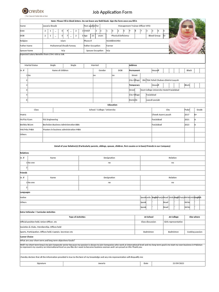 Application Form 2 | PDF