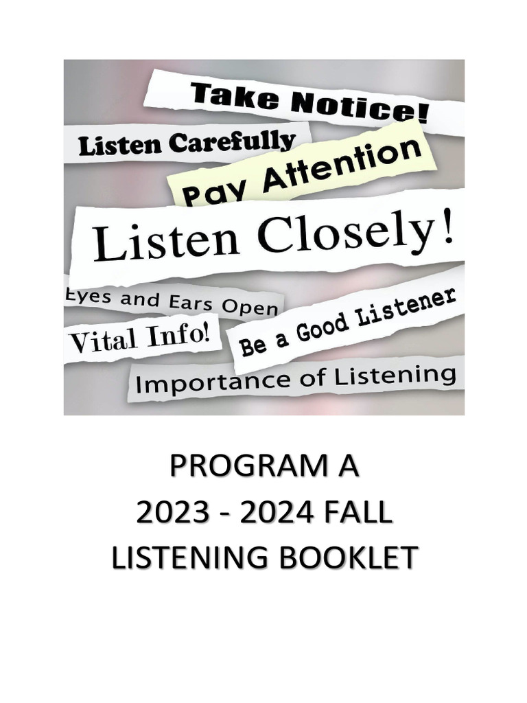 Program A Listening Booklet Pdf