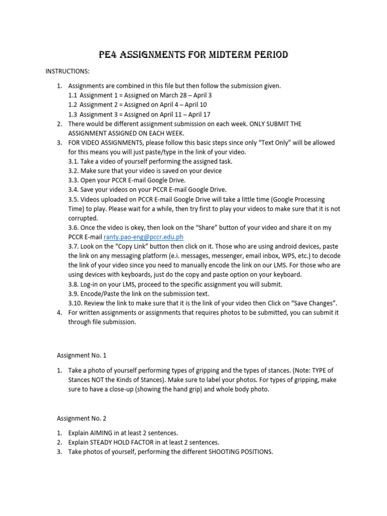 Pe4 Midterm Assignments | PDF