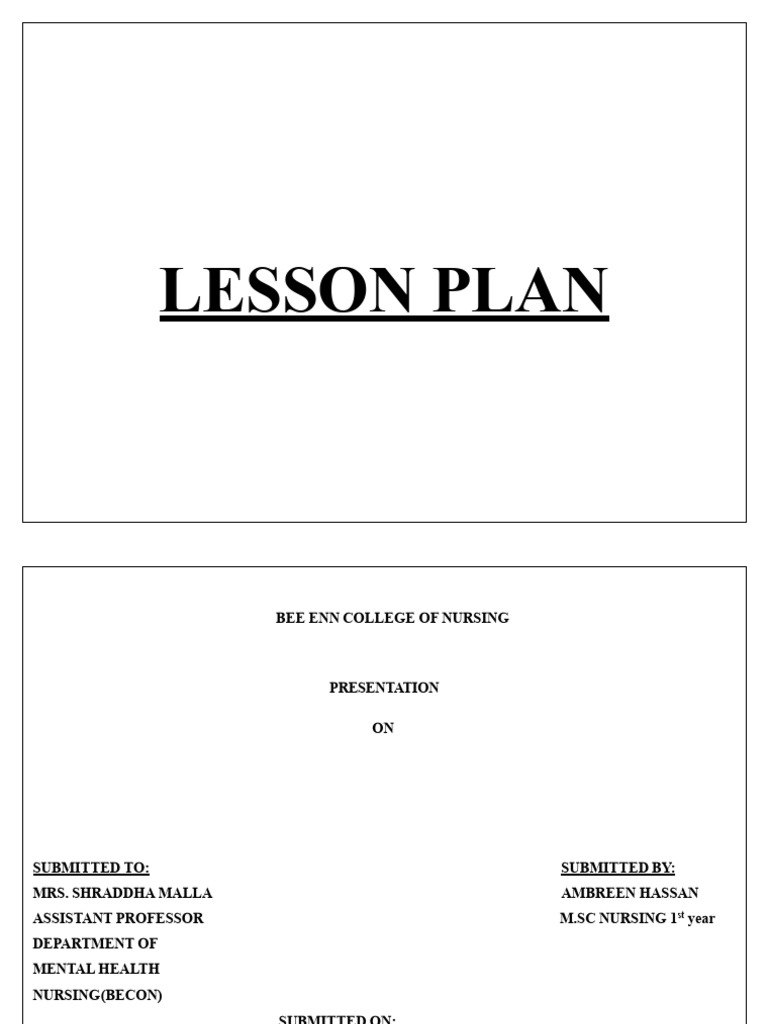 Lesson Plan Psychiatry 2 | PDF