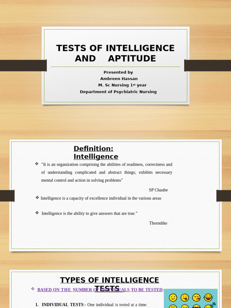 Tests of Intelligence and Aptitude | PDF