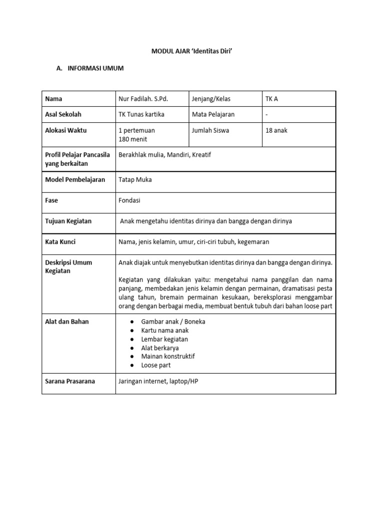 Modul Topik Diri Sendiri | PDF