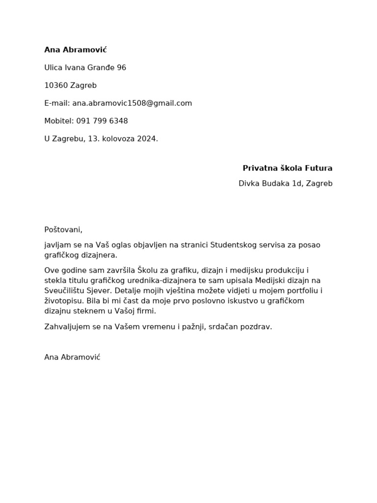 Ana Abramović Ulica Ivana Granđe 96 | PDF