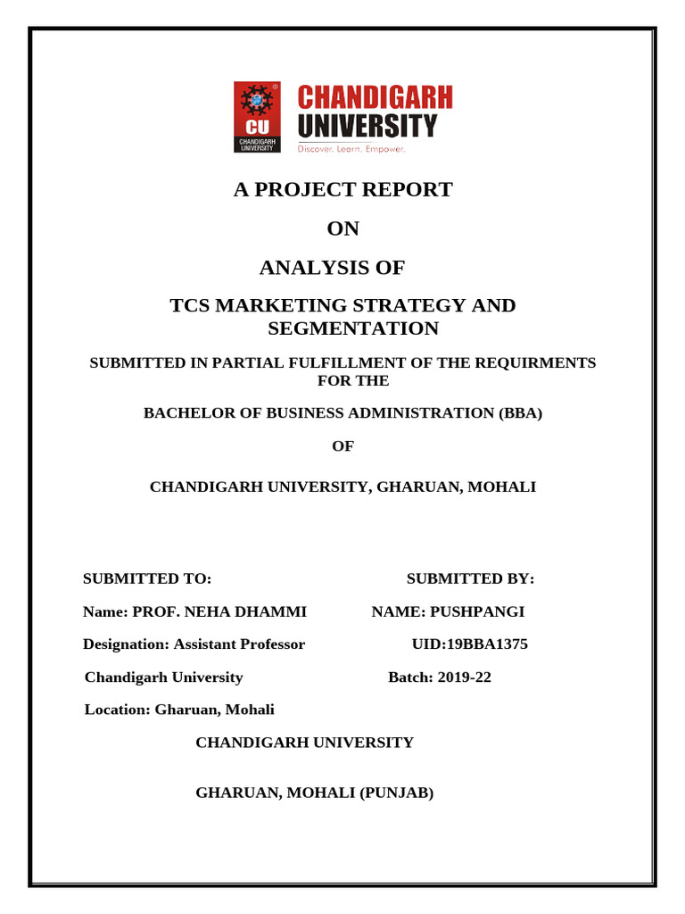 Final Report of Tcs Marketing Strategy (19bba1375) 1 | PDF