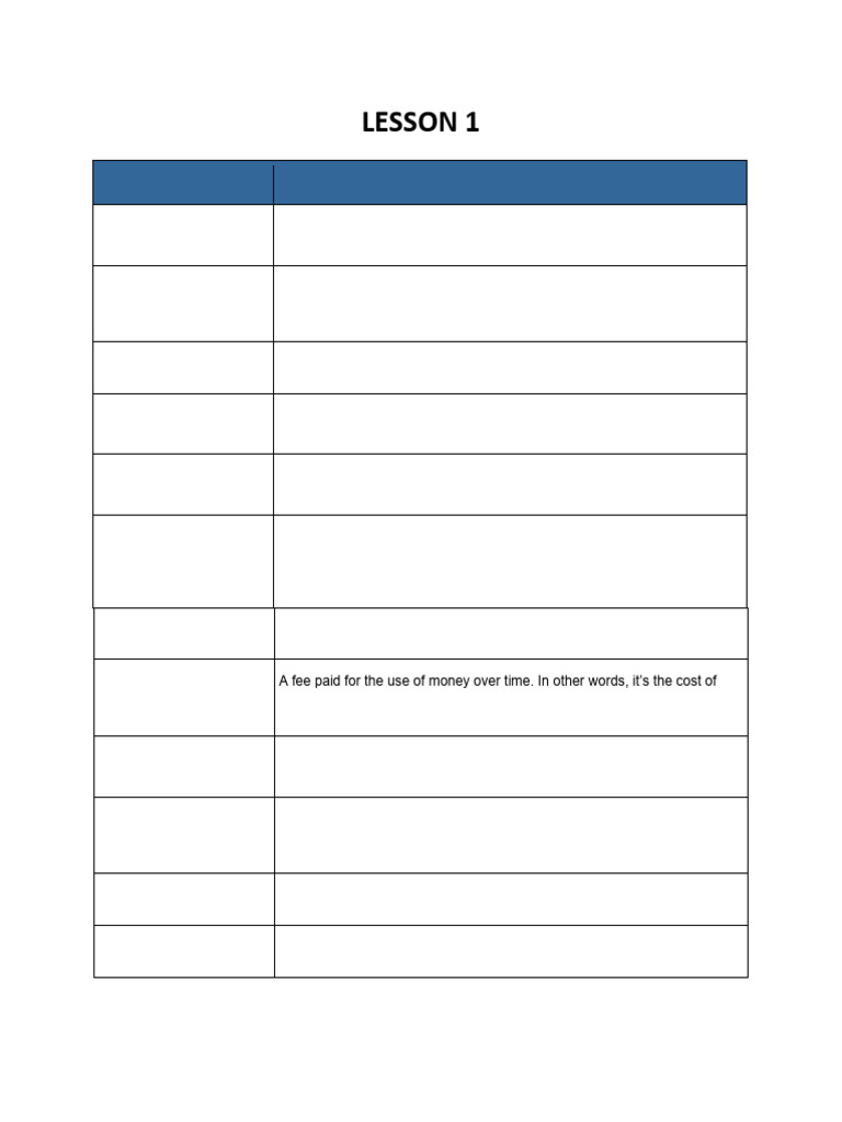 Lesson 1 Vocabulary | PDF
