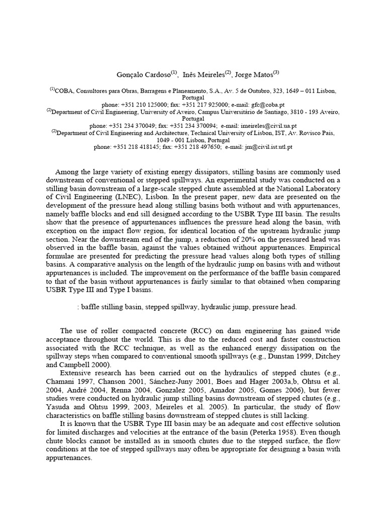 Pressure Head Along Baffle Stilling Basins Downstream of Steeply ...
