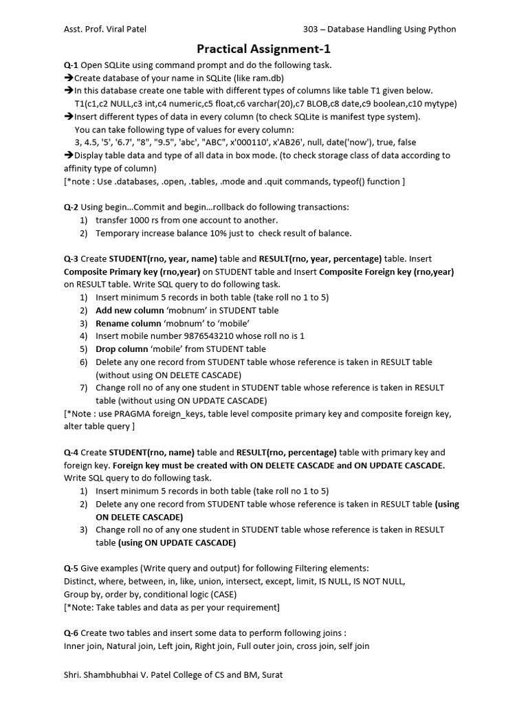 Practical Assignment 1 | PDF