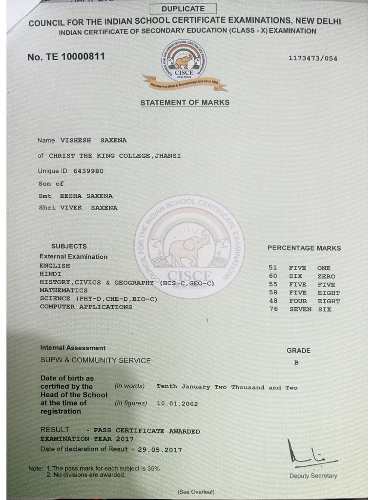 10 &12 Marksheets | PDF