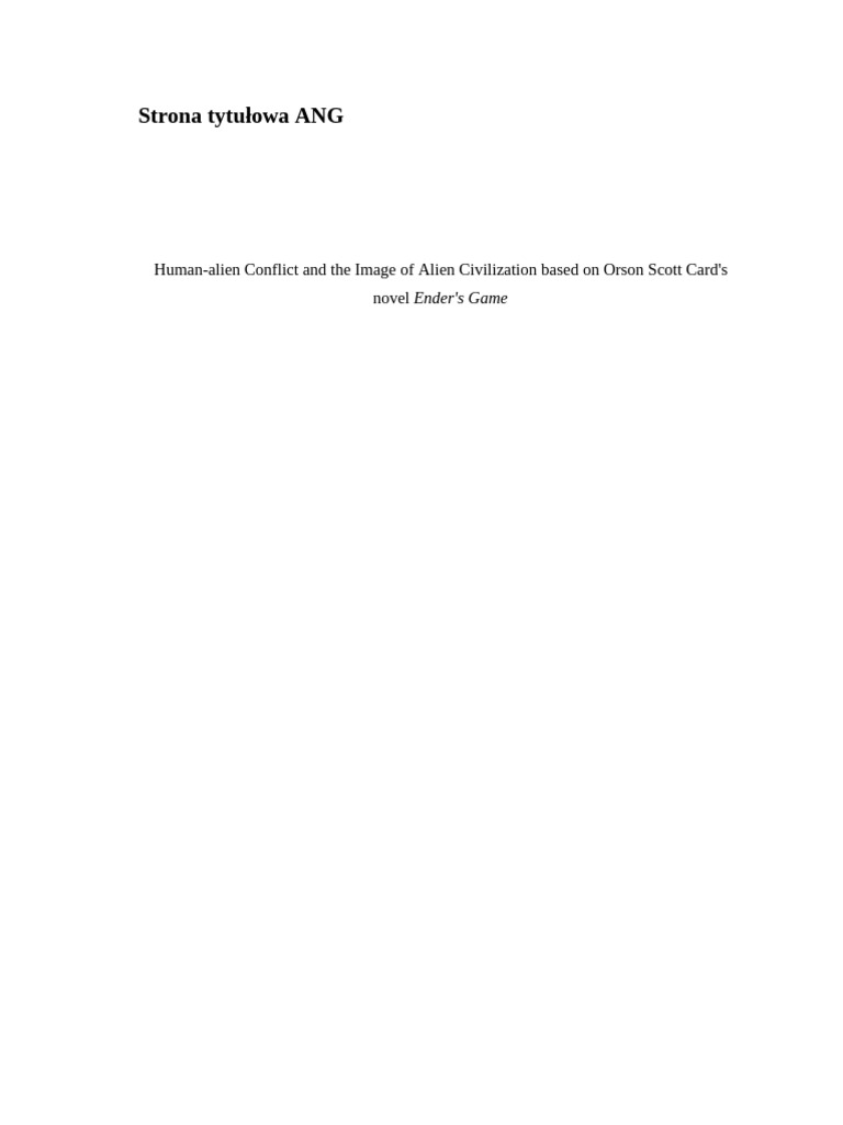 Human-Alien Conflict - Draft | PDF