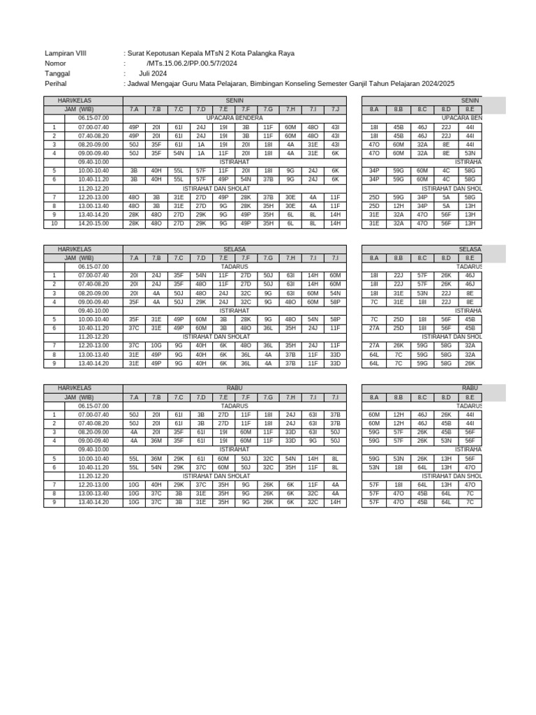 Revisi-3 Final Jadwal Pbm-2024-2025 Ganjil | PDF