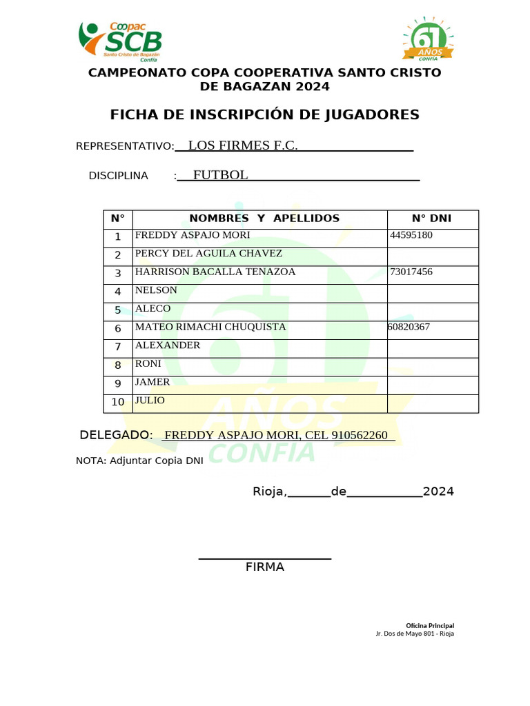 Ficha Inscripcion Mat | PDF