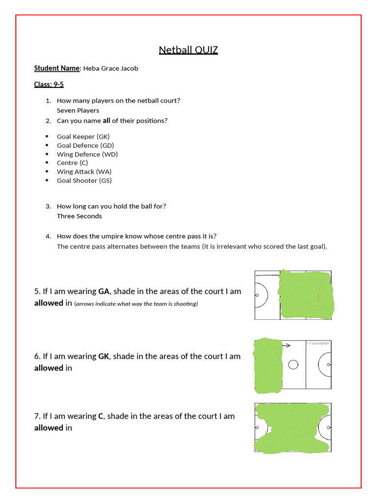 Netball Quiz | PDF