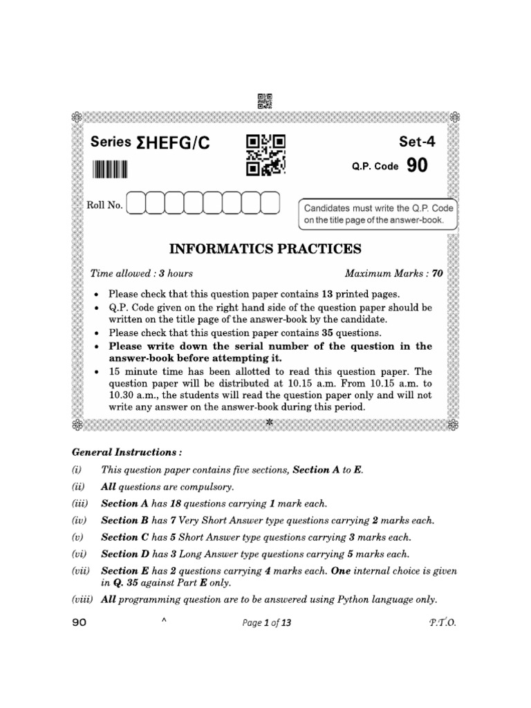 789742-Informatics Practices-Compartment-2022-23 | PDF