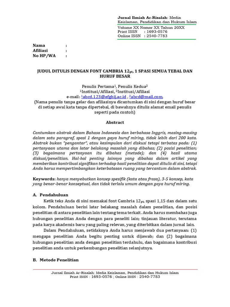 Template Ar-Risalah | PDF