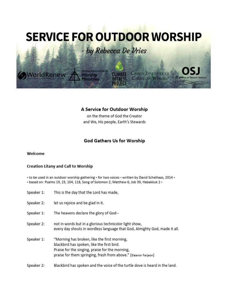 Creation Care Worship Resources - Service For Outdoor Worship | PDF