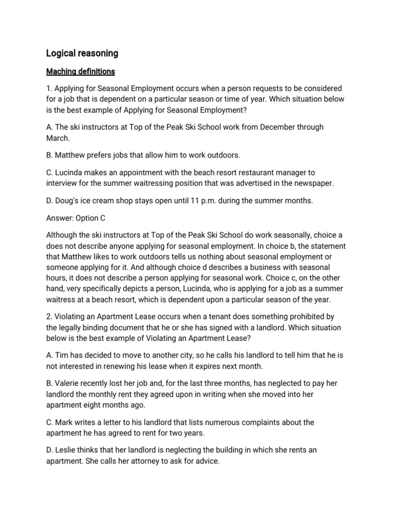 Aptitude About Matching Definitions | PDF