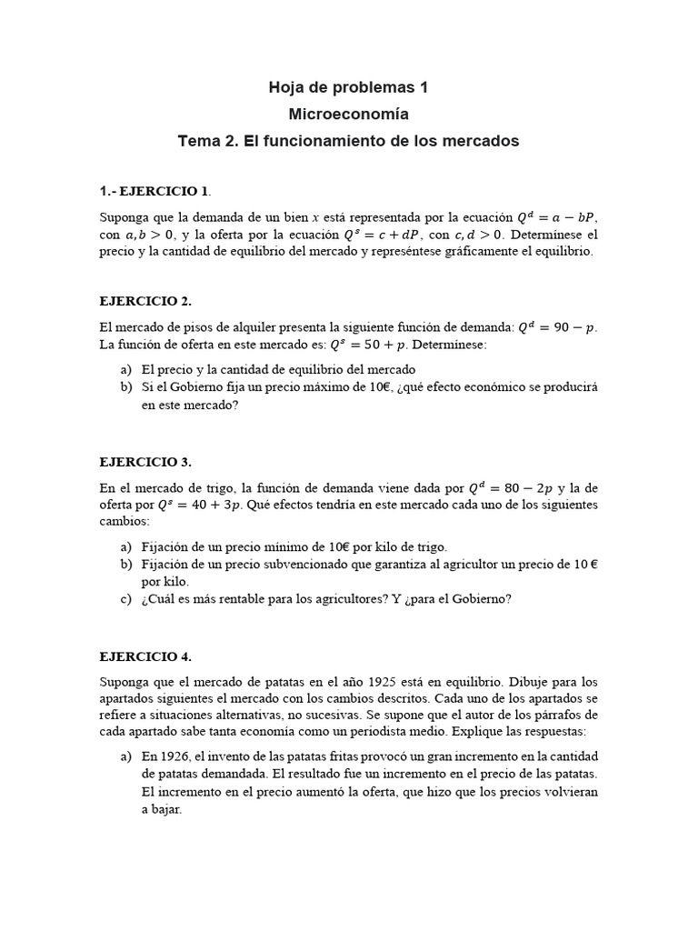 Hoja de Problemas Tema 2 | PDF