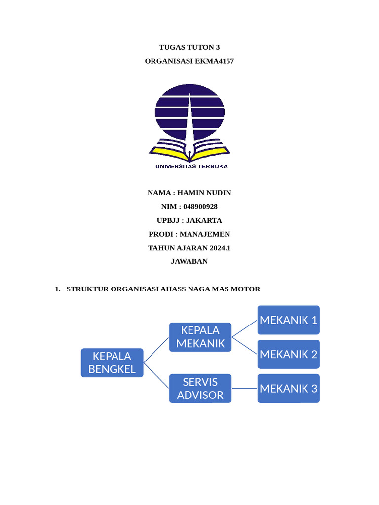 Tugas Tuton 3 Organisasi | PDF