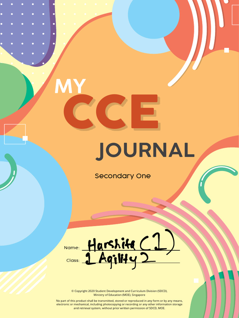 Bagavathi Harshita Dharmaraj (TWSS) - Sec 1 CCE Journal | PDF